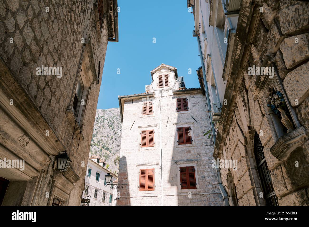 Ancient stone building with an attic of the Rendezvous Hotel. Kotor ...