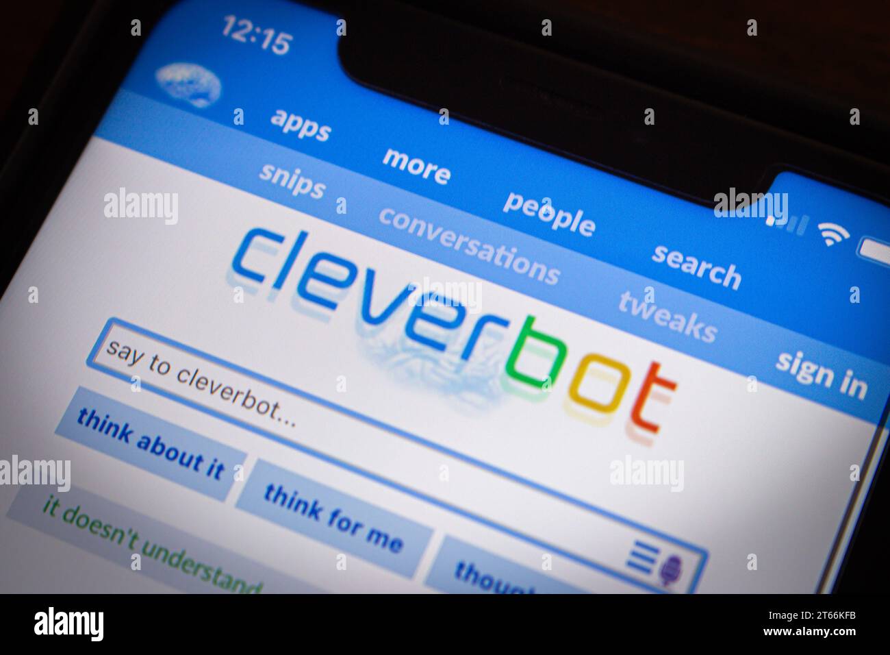 Vancouver, CANADA - Oct 16 2023 : Website of Cleverbot, AI chatterbot web application created by ...