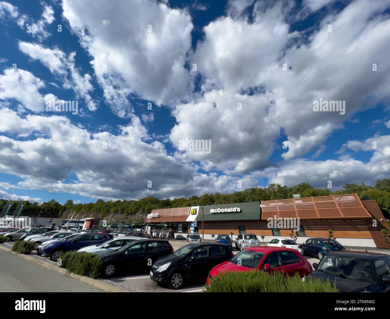 Rome, Italy - 09 august 2023: Large crowded parking lot with cars near ...
