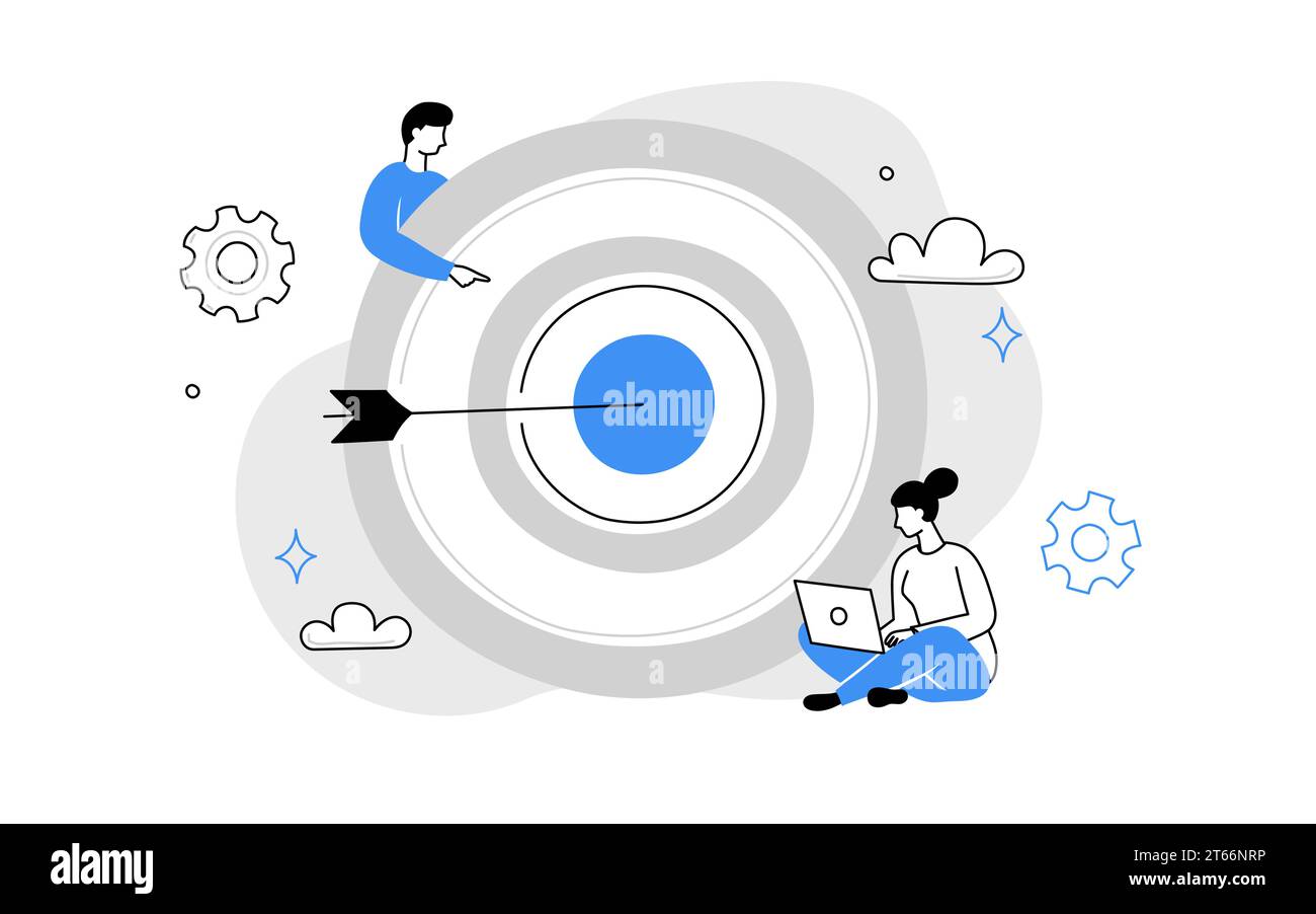 Target, goal business, professional aim doodle line people. Business ...
