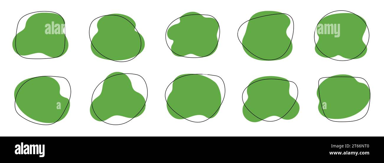 Organic blob shape, abstract green color amoeba, irregular fluid ...