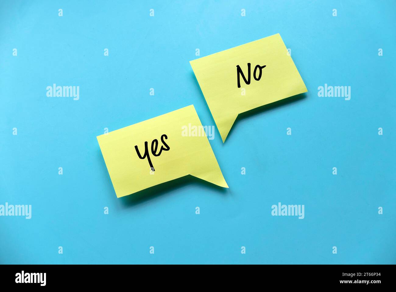 Concept of evaluation. Yes or no. Accepted or rejected. yellow bubble ...