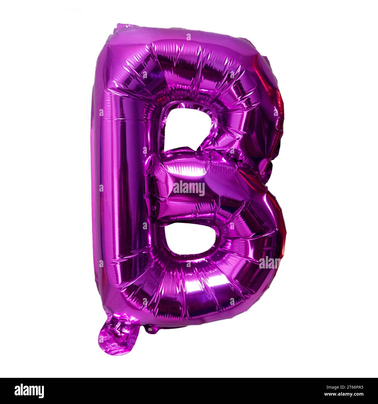 Purple foil balloon alphabet B isolated on white. Birthday greeting ...