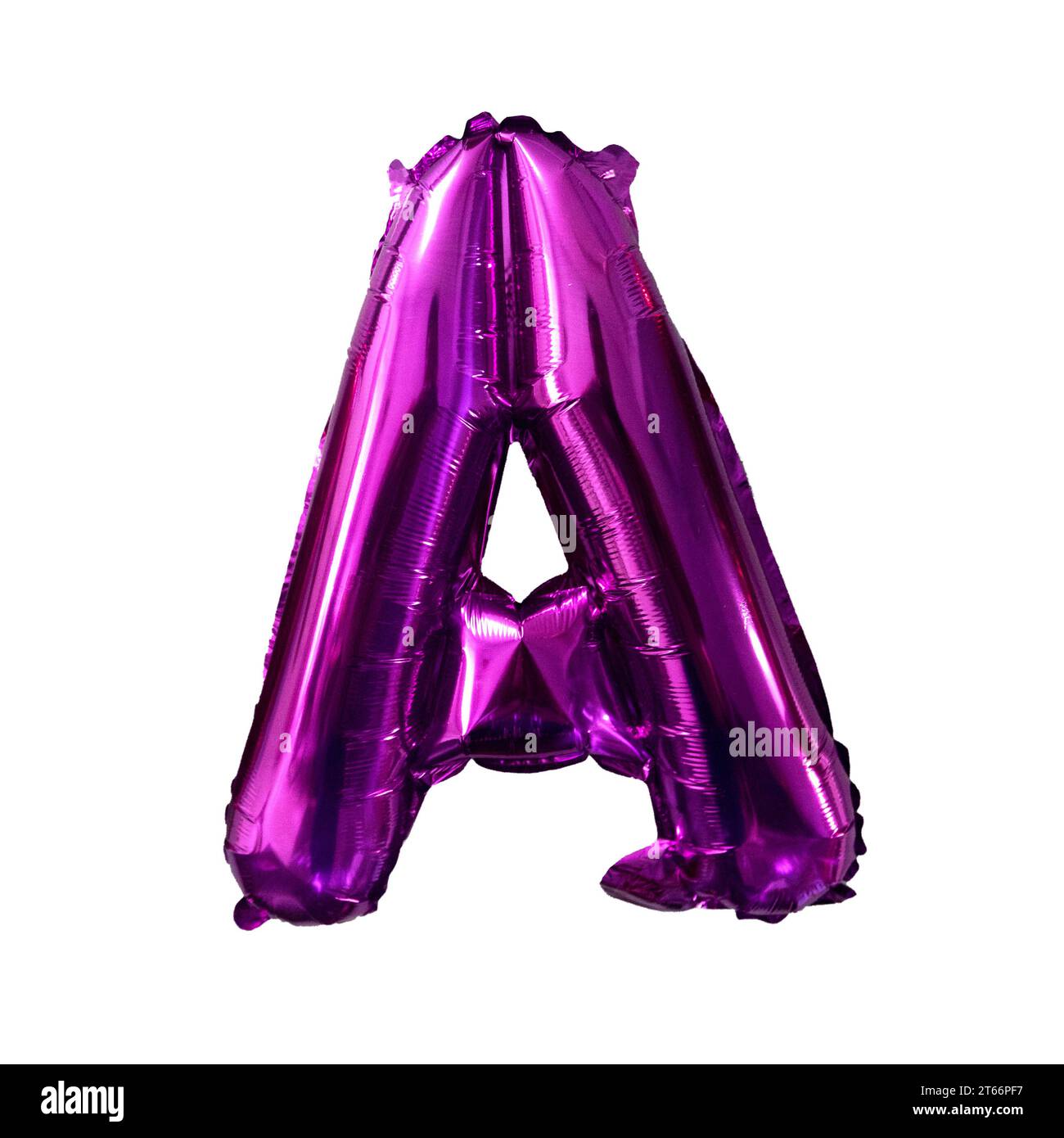 Purple foil balloon alphabet A isolated on white. Birthday greeting ...