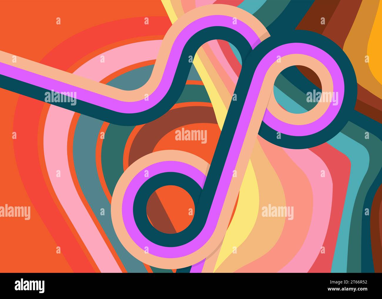 Simple retro 70s lines background. Groovy abstract 1970s art template ...