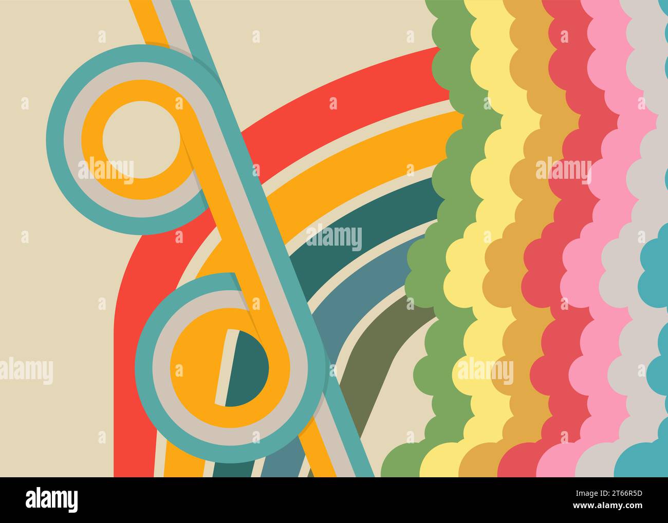 Simple retro 70s lines background. Groovy abstract 1970s art template ...