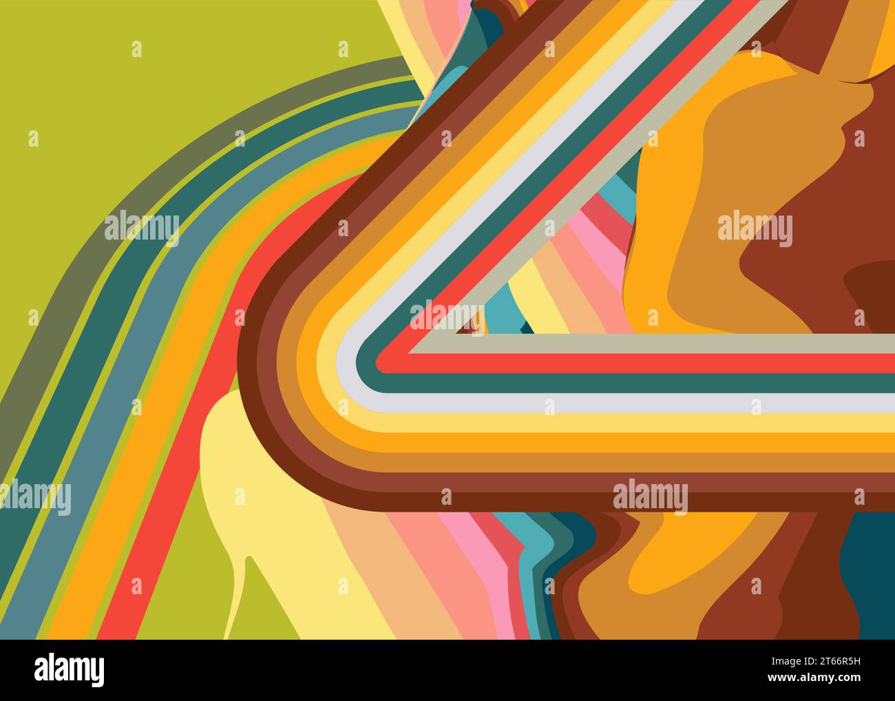 Simple retro 70s lines background. Groovy abstract 1970s art template ...