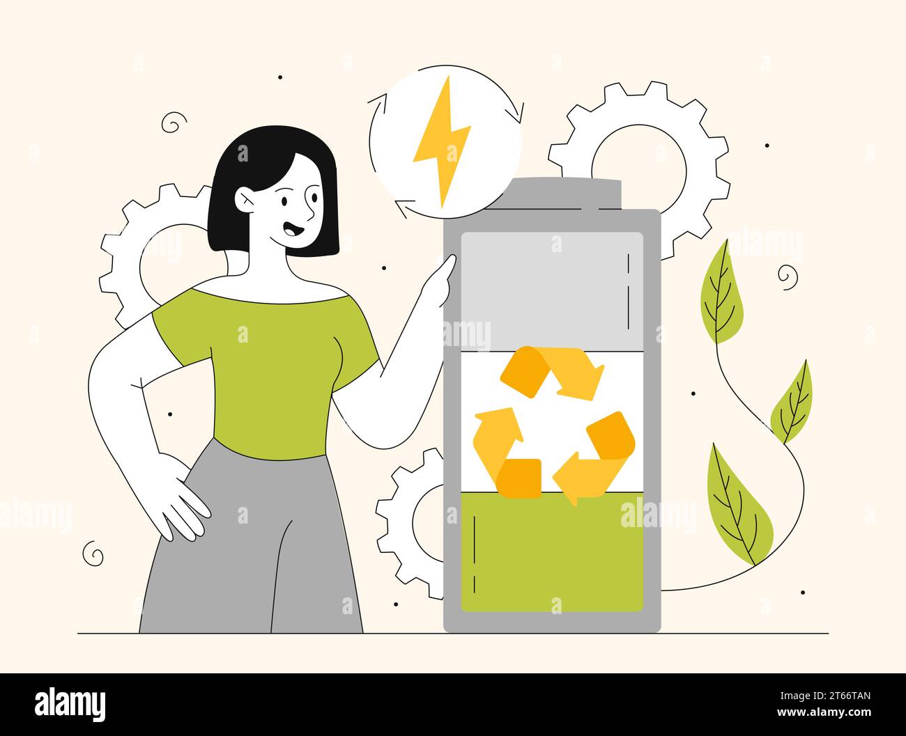 Batteries recycle woman Stock Vector Images - Alamy