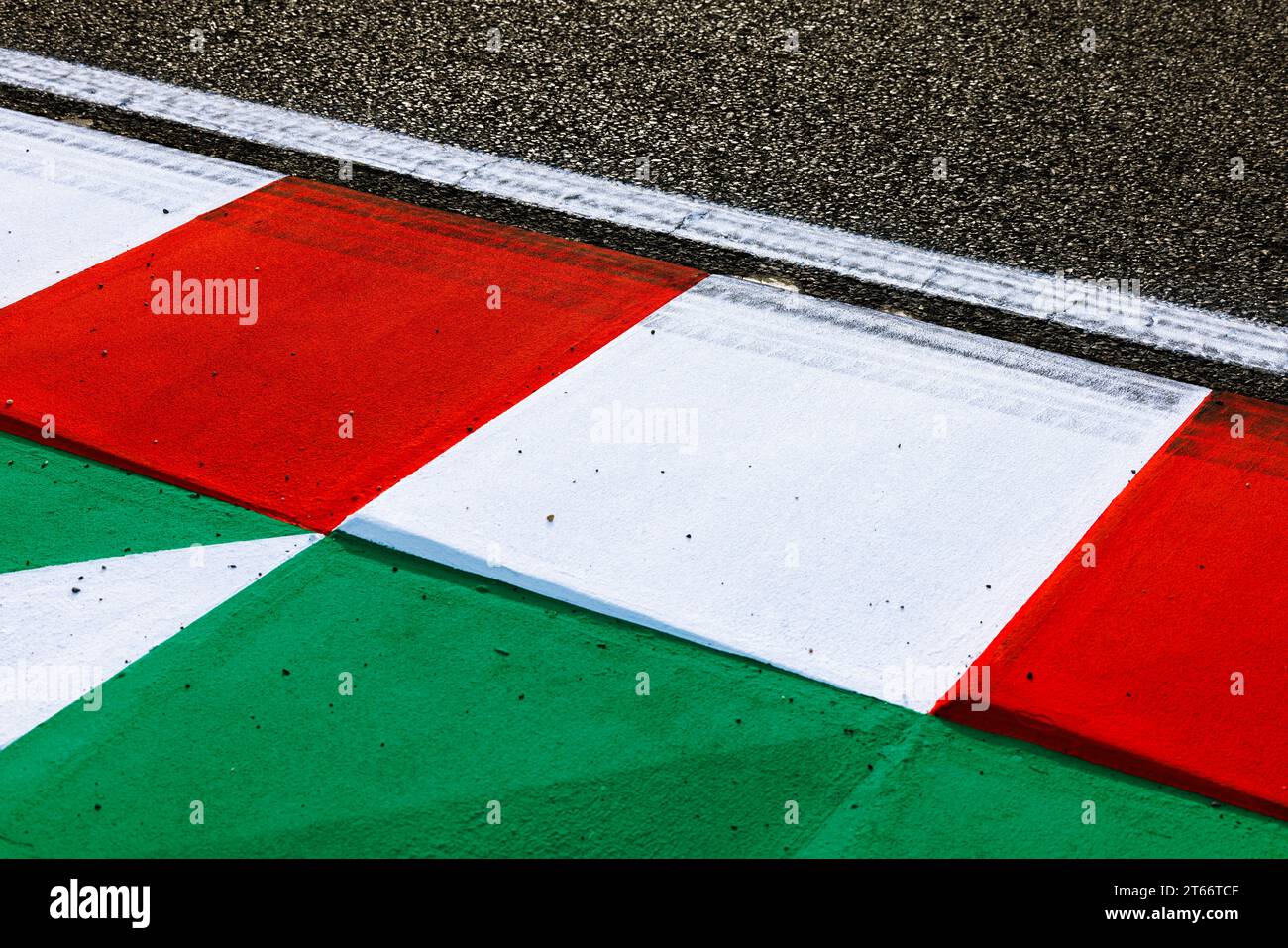 Suzuka Grand Prix Circuit, 9 November 2023: The trackside kerb of turn ...