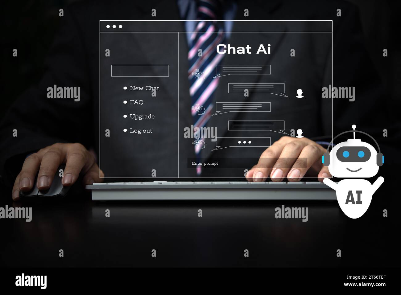 Chatbot conversation Ai Artificial Intelligence technology online customer service.Digital ...