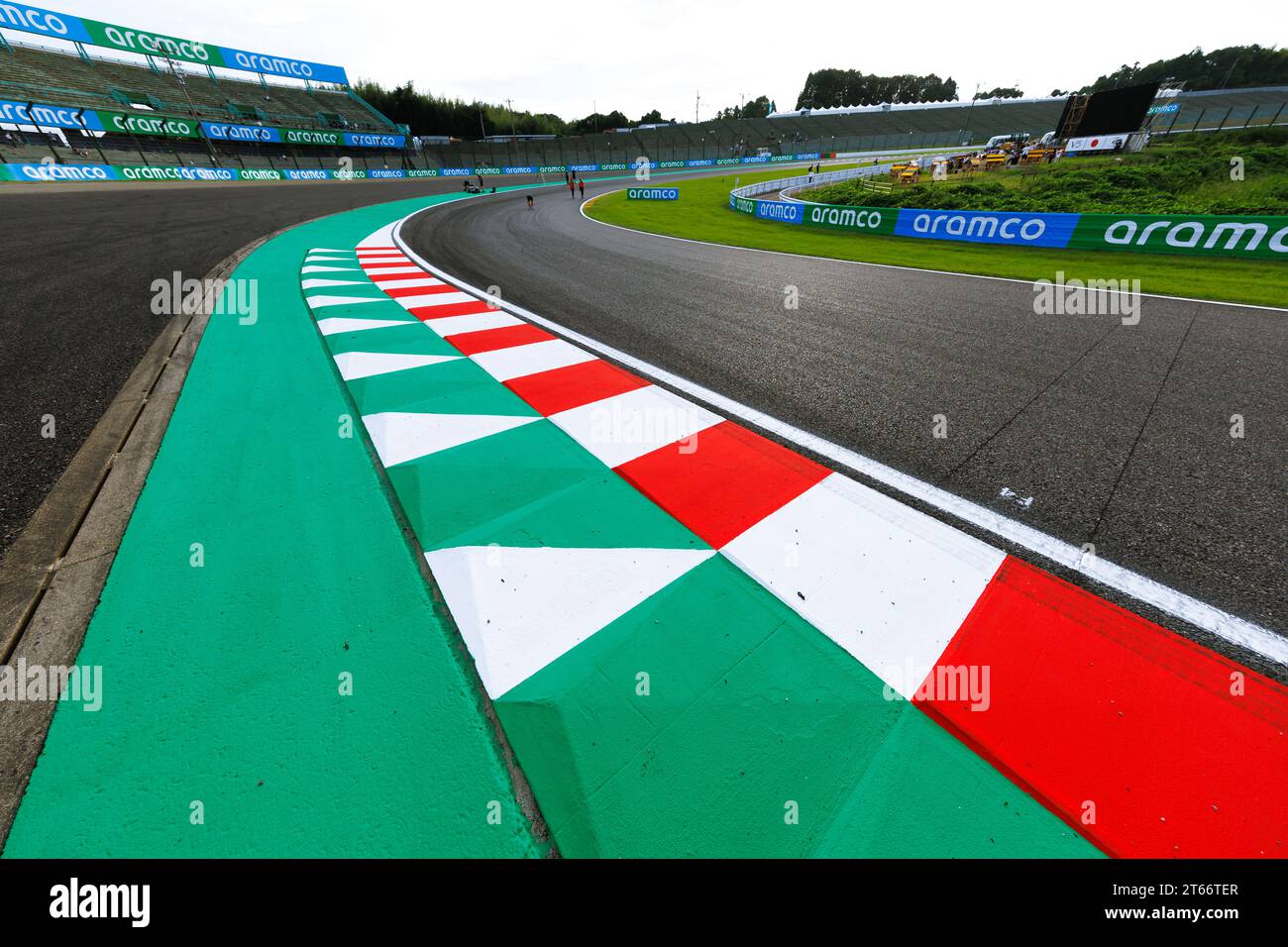 Suzuka Grand Prix Circuit, 9 November 2023: The trackside kerb of turn ...