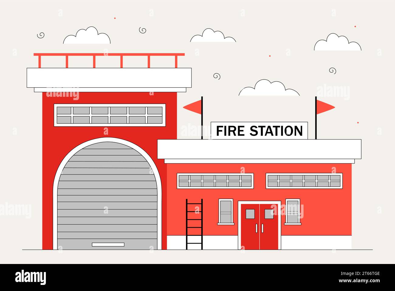 Fire station vector line concept Stock Vector Image & Art - Alamy