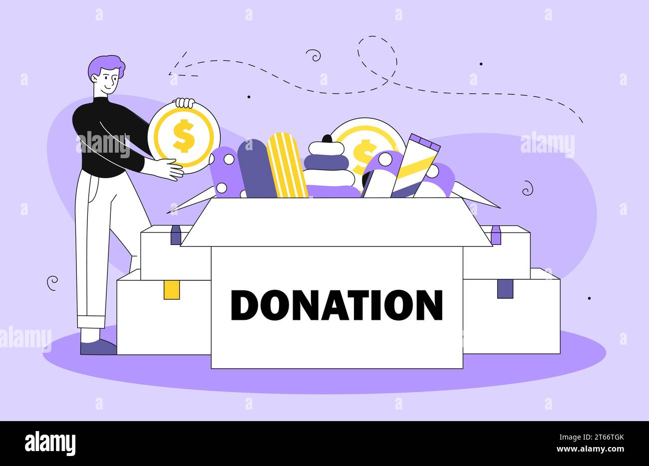 Man with donations vector line concept Stock Vector Image & Art - Alamy