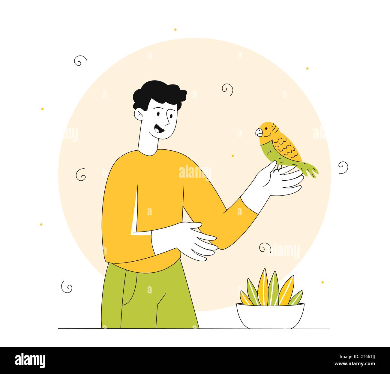 Human with yellow parrot vector line concept Stock Vector Image & Art ...