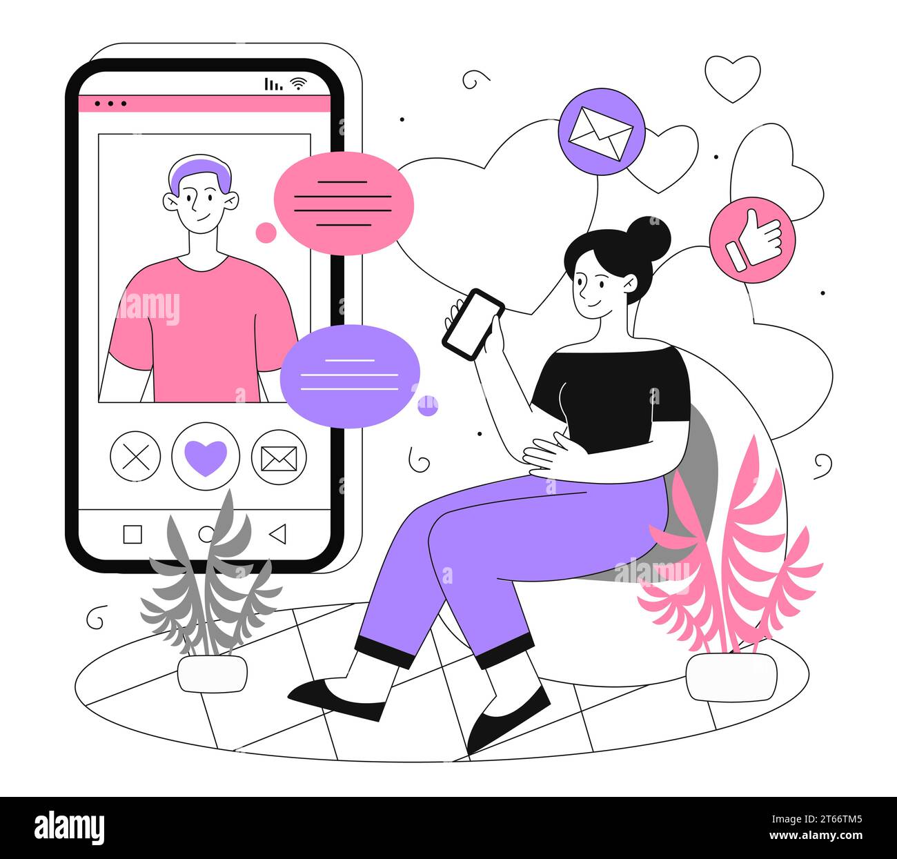 Knowledge in social networks vector line concept Stock Vector Image ...