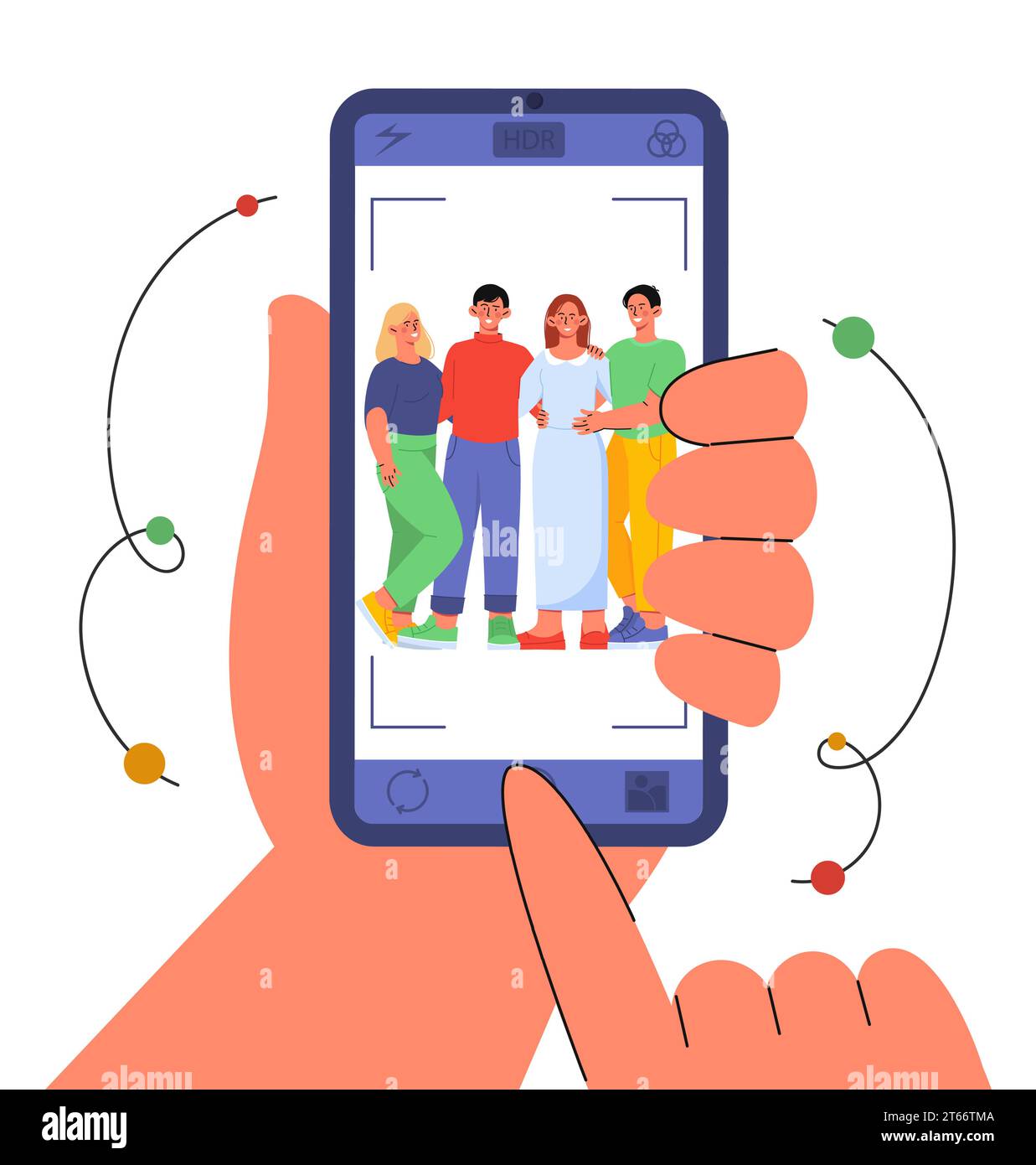 Friends take pictures vector concept Stock Vector Image & Art - Alamy