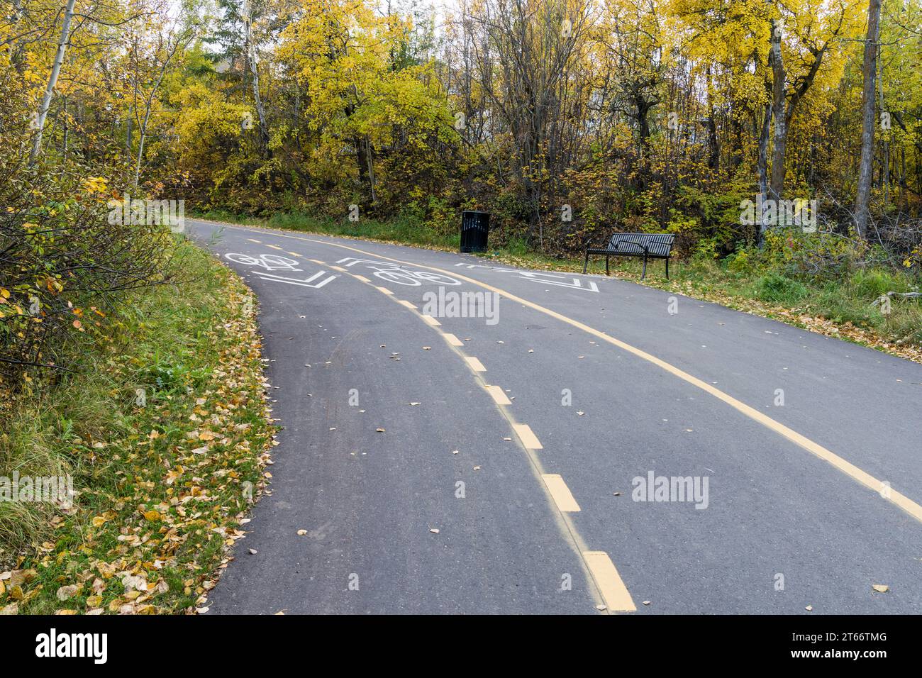 Shared-use path for cyclists and pedestrians in fall season Stock Photo ...