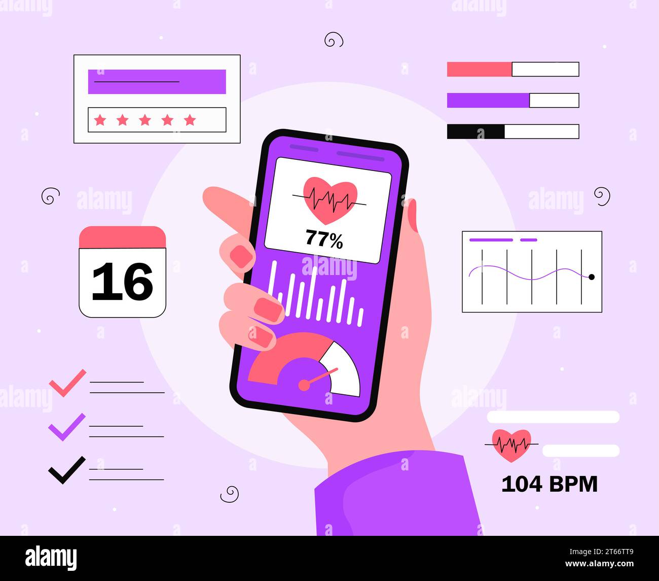 Mobile health tracker vector line concept Stock Vector Image & Art - Alamy