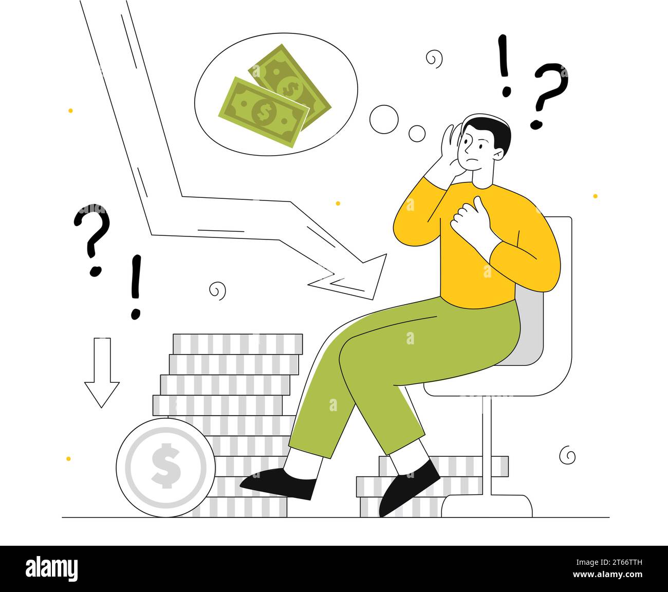 Man with money problems vector line Stock Vector Image & Art - Alamy