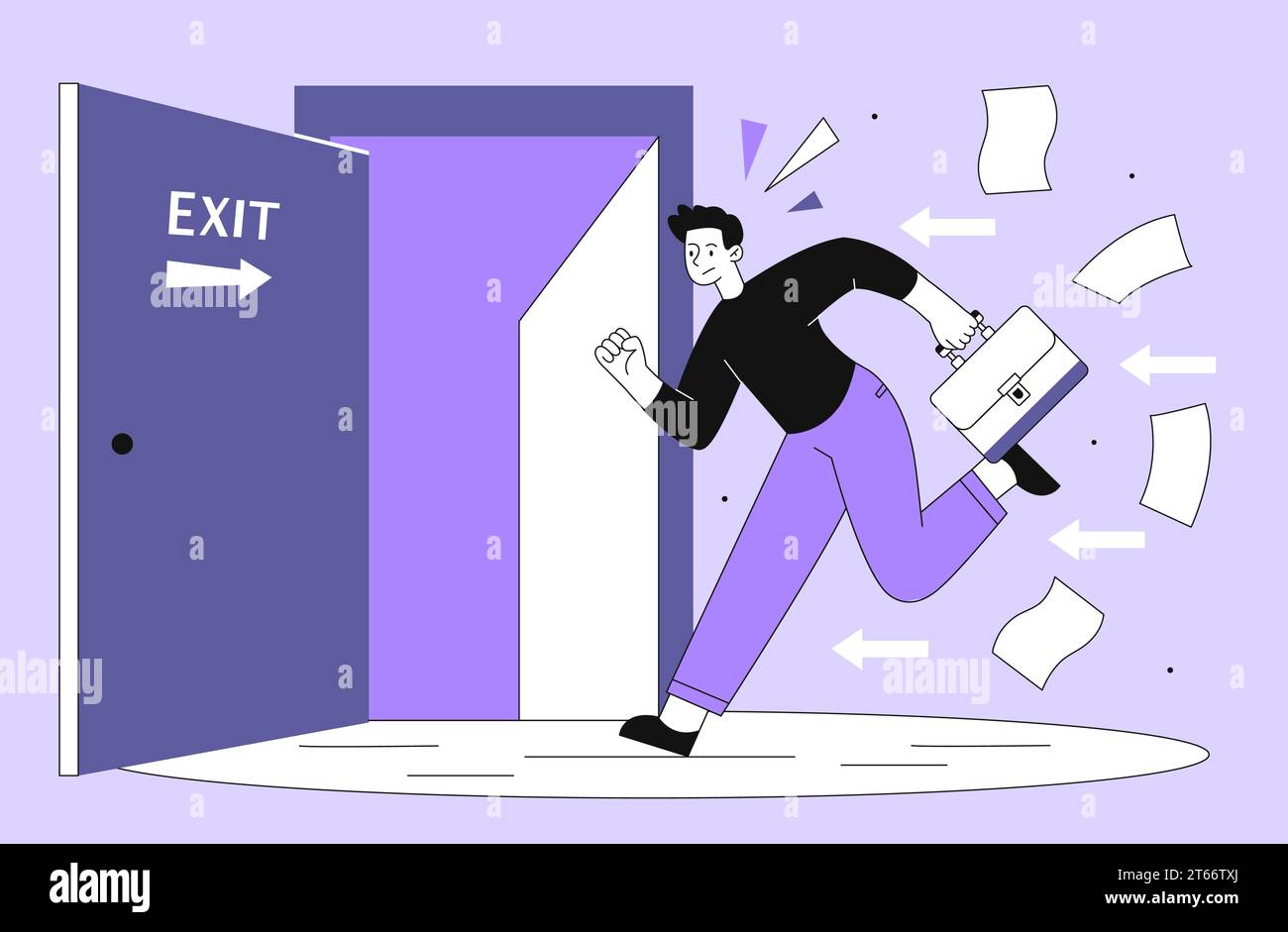 Running to exit vector line concept Stock Vector Image & Art - Alamy