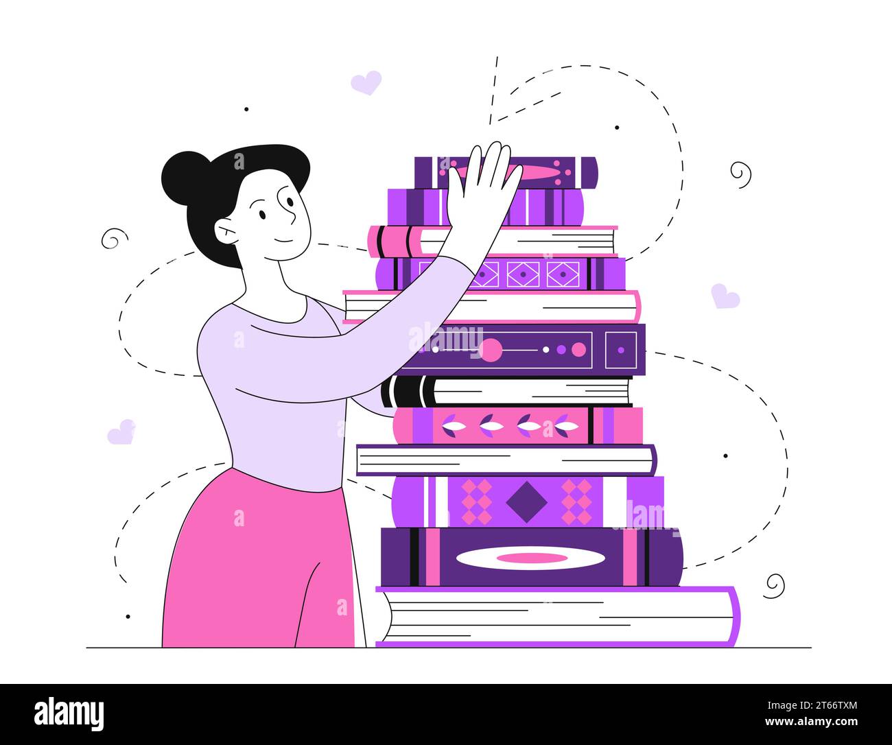 Line girl reading books Cut Out Stock Images & Pictures - Alamy