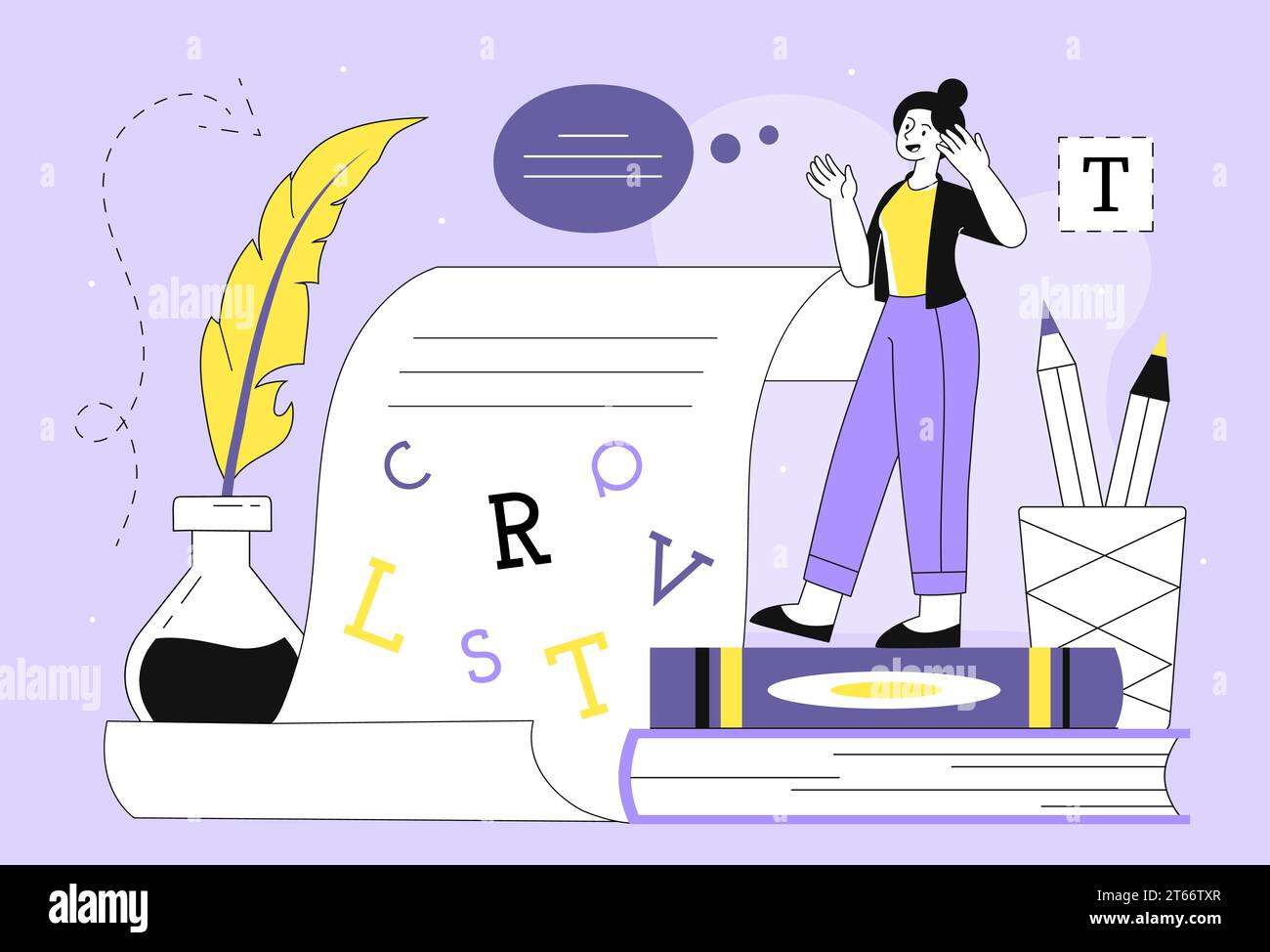 Woman with poetry vector line concept Stock Vector Image & Art - Alamy