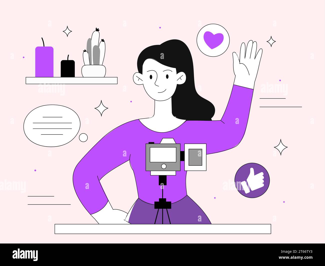 Woman influencer recording video blog Stock Vector Images - Alamy