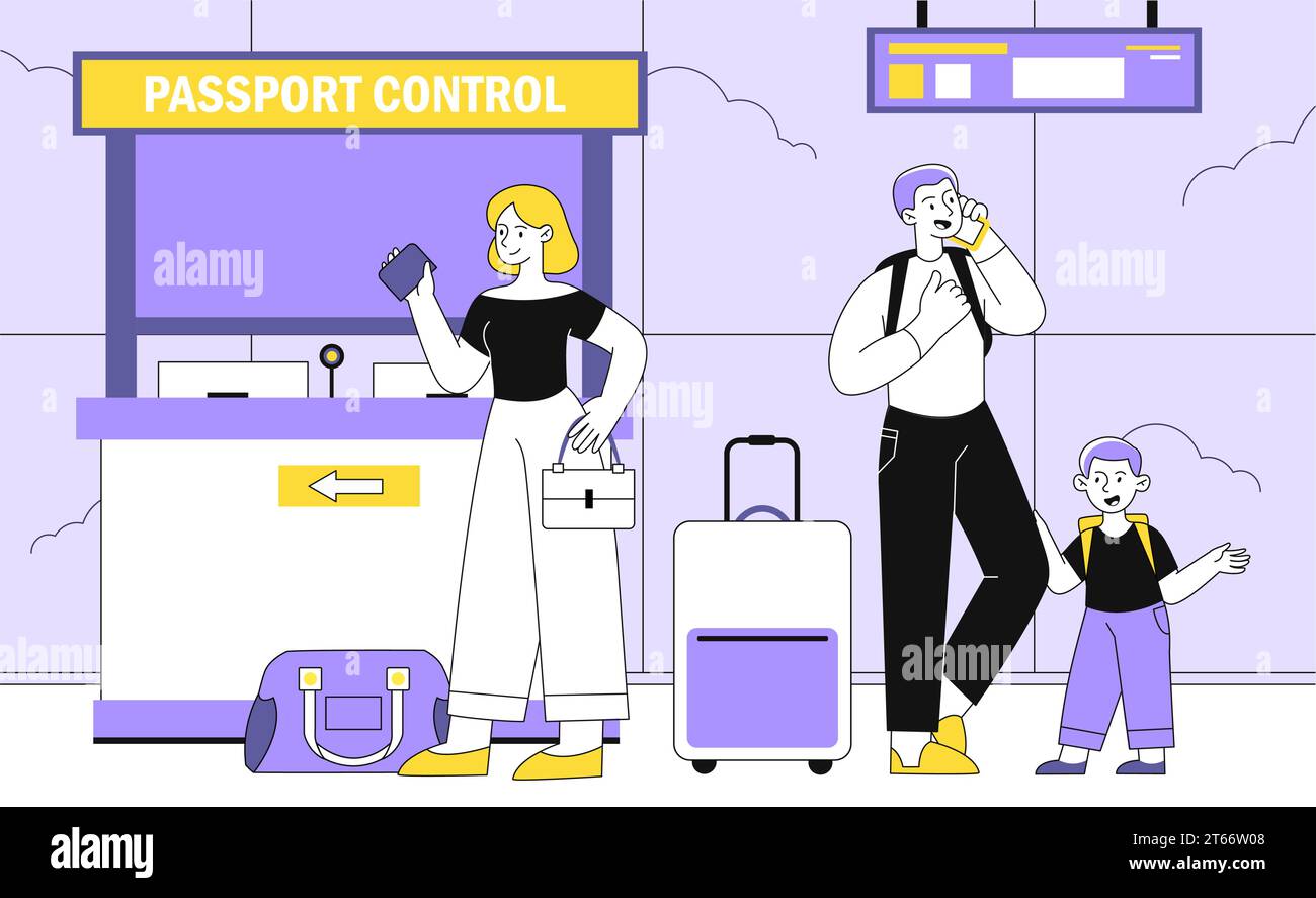 People at passport control vector conept Stock Vector Image & Art - Alamy