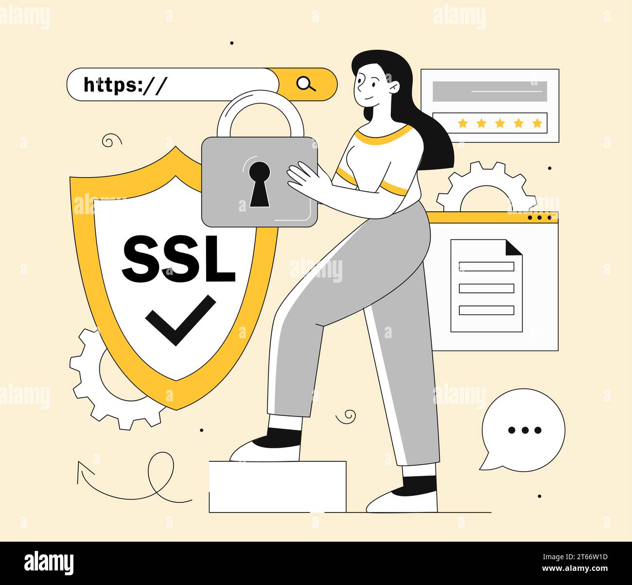 Woman with SSL vector line concept Stock Vector Image & Art - Alamy
