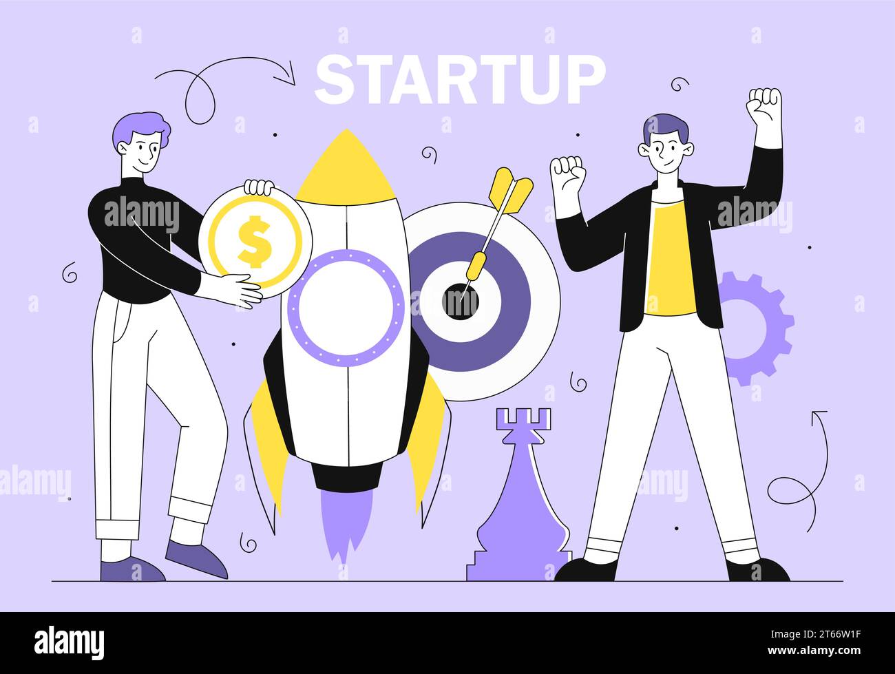 People with start up vector line concept Stock Vector Image & Art - Alamy