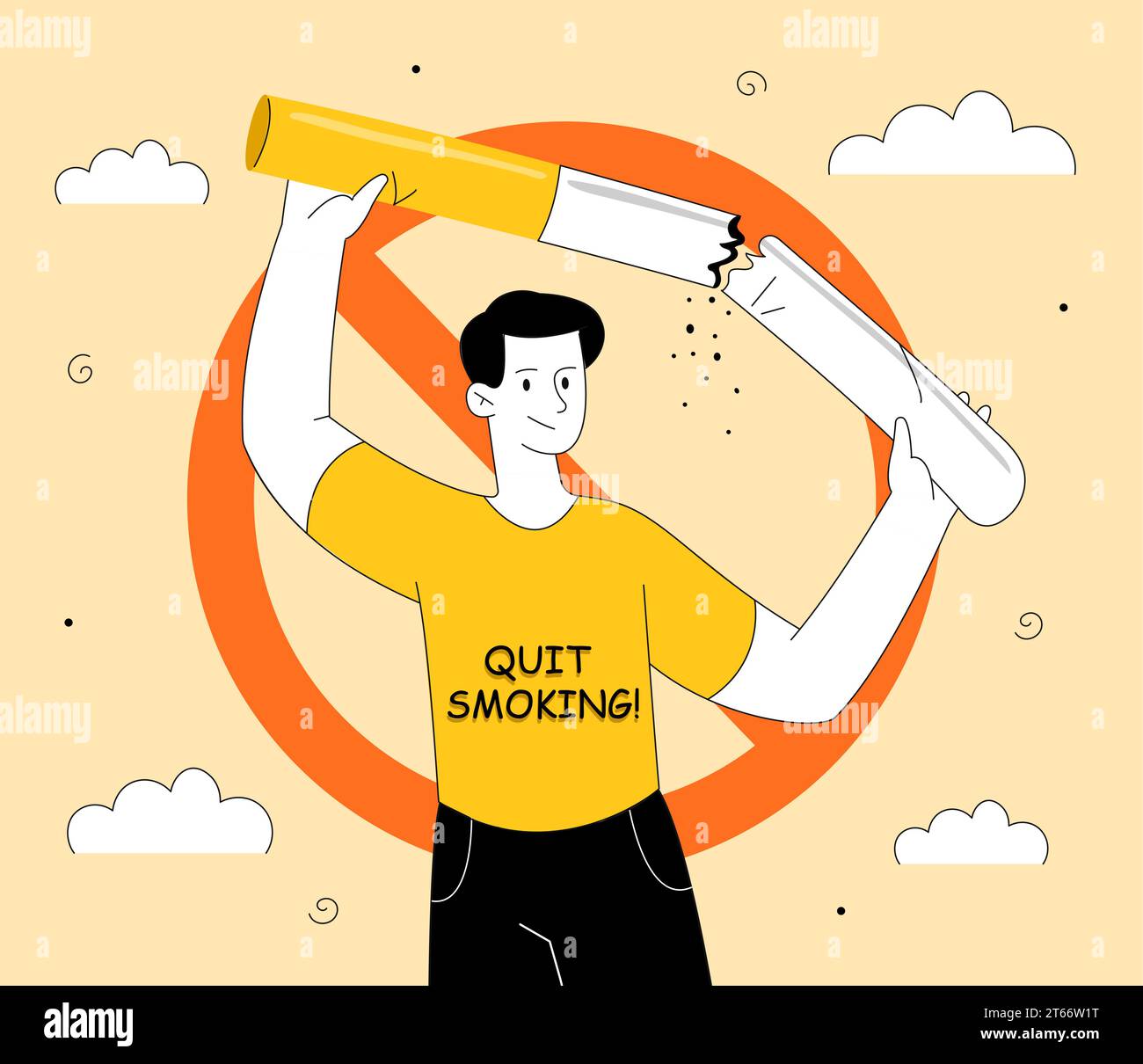 Man quit smoking vector concept Stock Vector Image & Art - Alamy