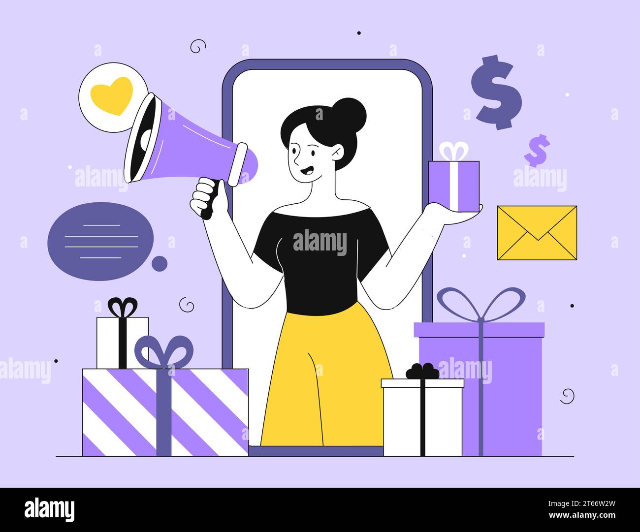 Woman with targeted advertising vector line Stock Vector Image & Art ...