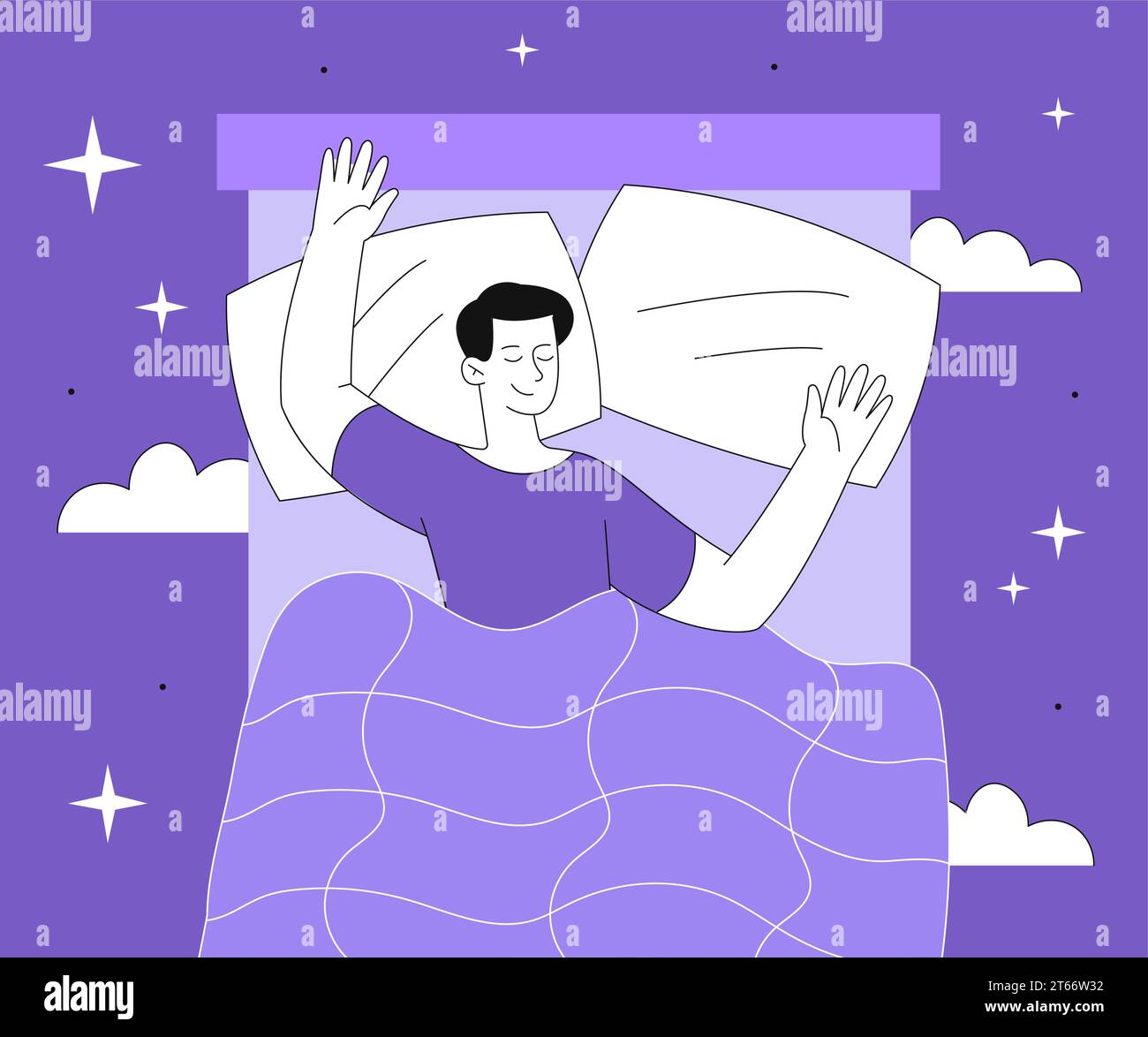 Man sleeps at bed vector line concept Stock Vector Image & Art - Alamy