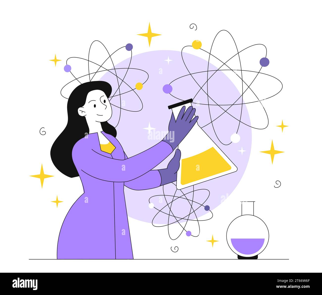Successful scientist with flask vector line Stock Vector Image & Art ...