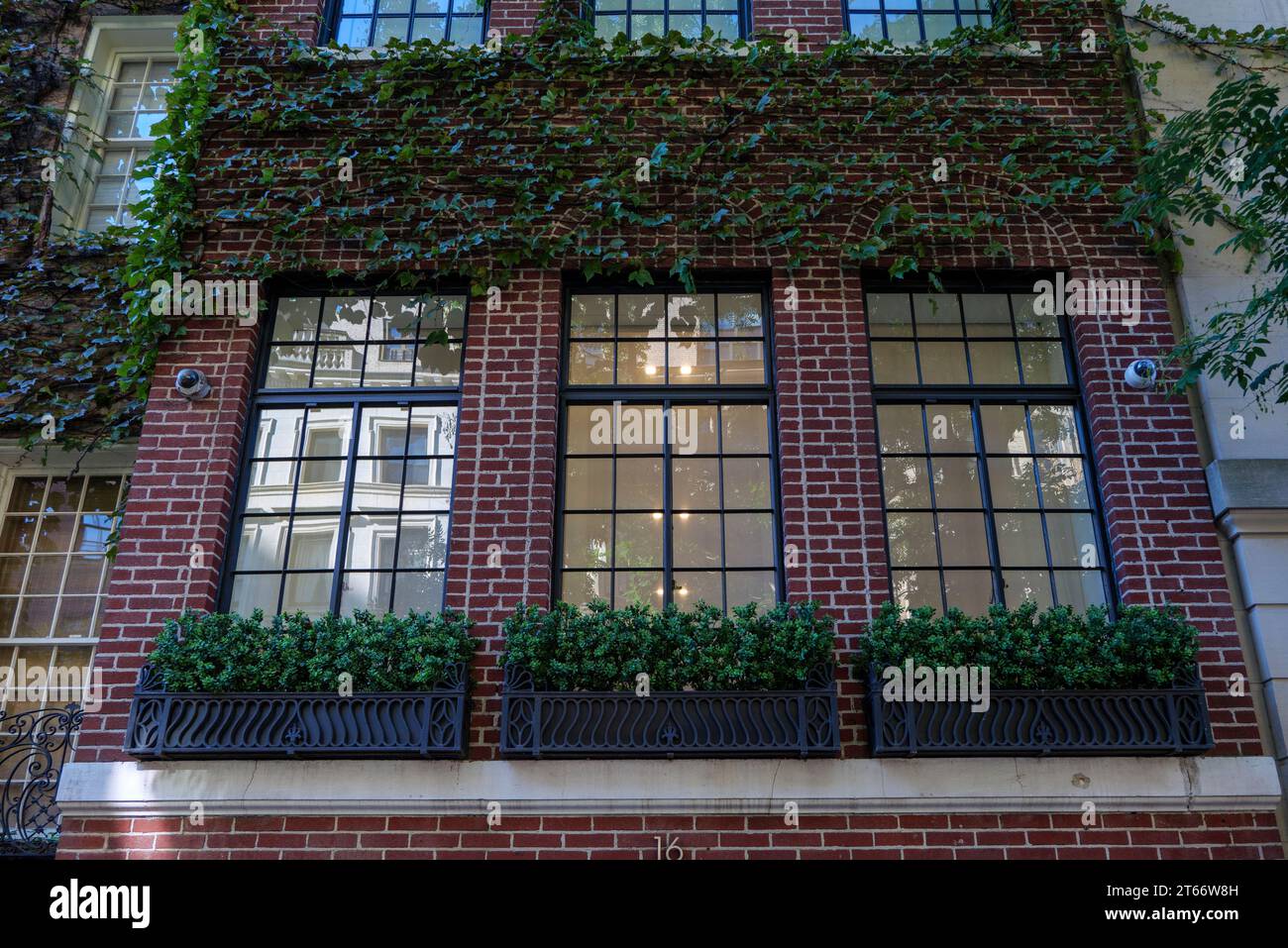 View of a Beautiful House Exterior and Front Door Seen on a Manhattan ...