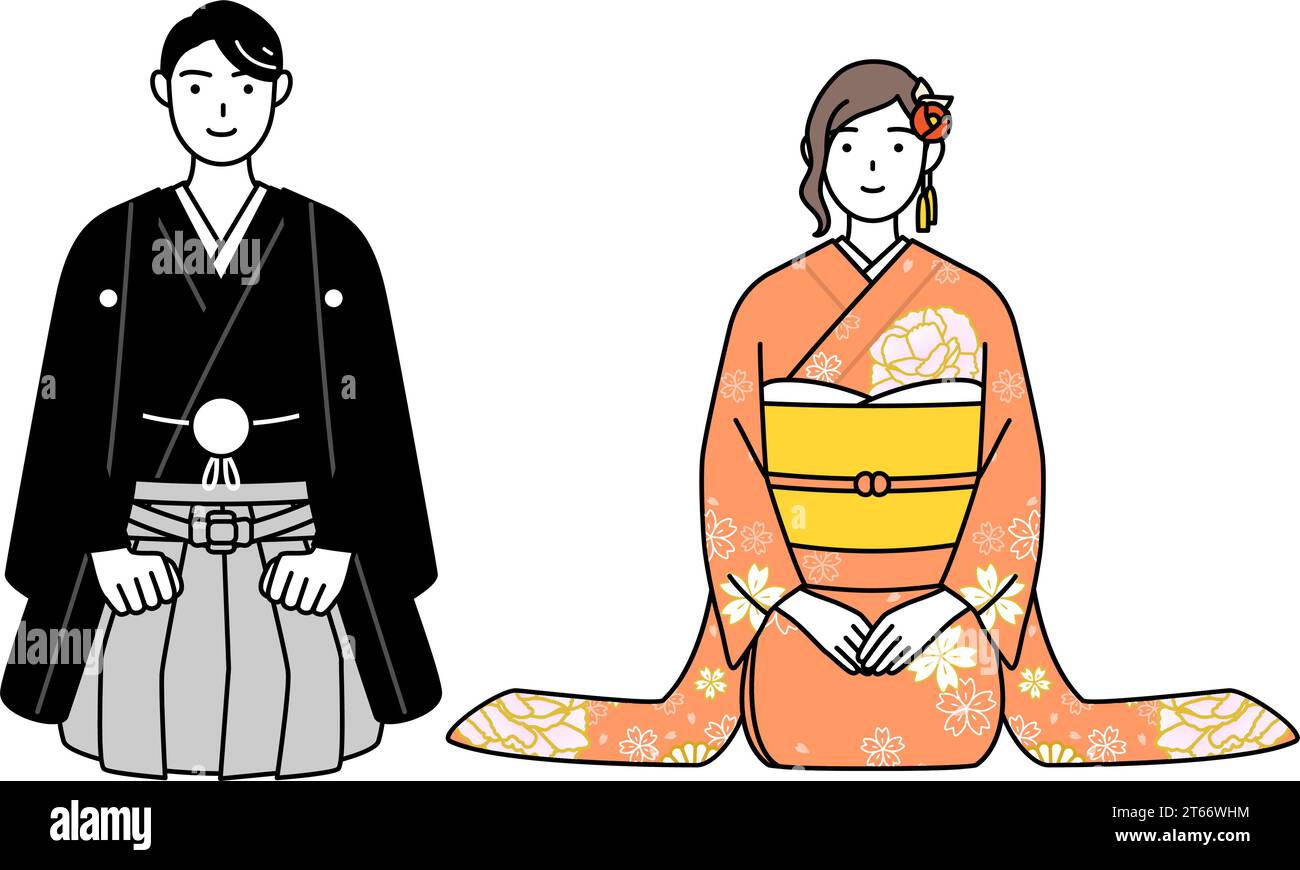 Simple line drawing kimono Stock Vector Images - Alamy