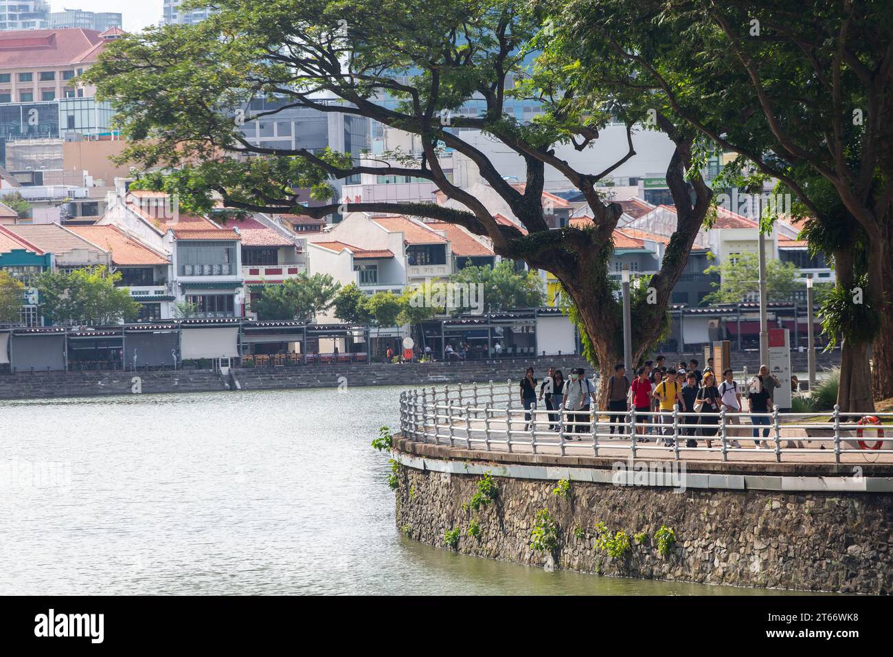 A female tour guide with license is naturally leading a group of ...
