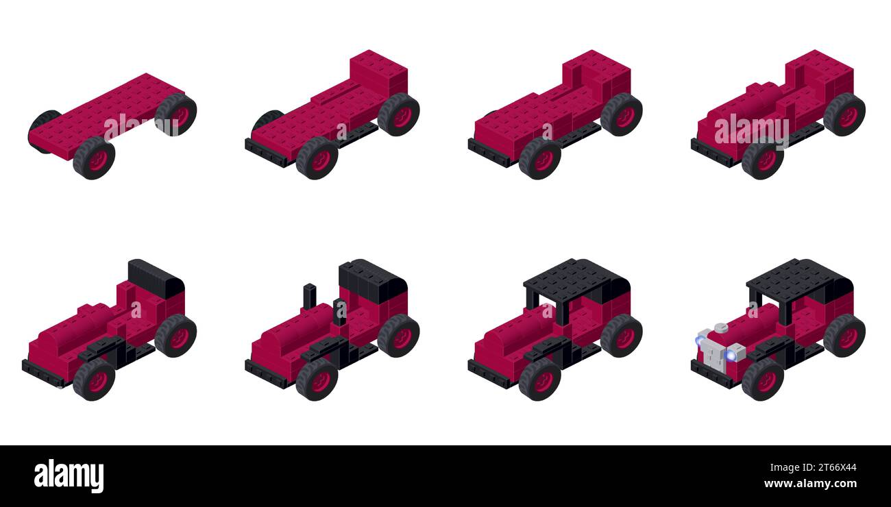 Step-by-step instructions for assembling a retro car. Vector Stock ... Step-by-step instructions for assembling a retro car. Vector Stock ...