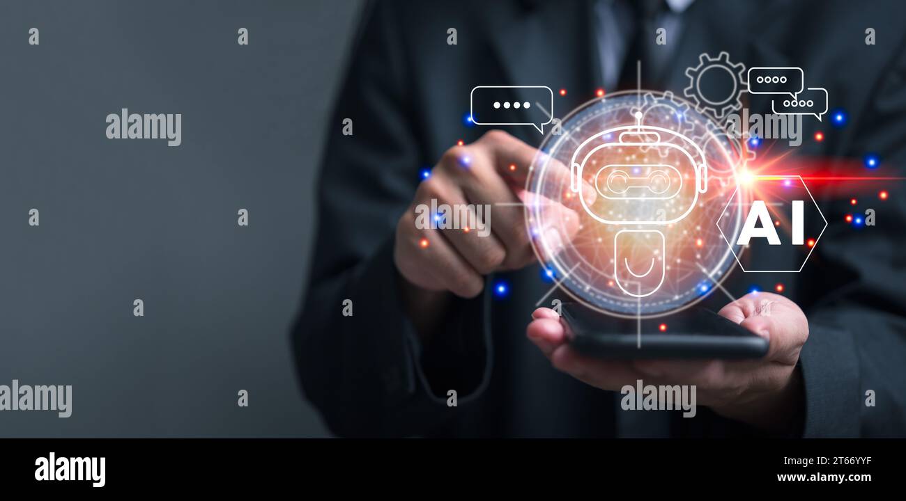 Chatbot and AI technology communication. robots artificial intelligence ...