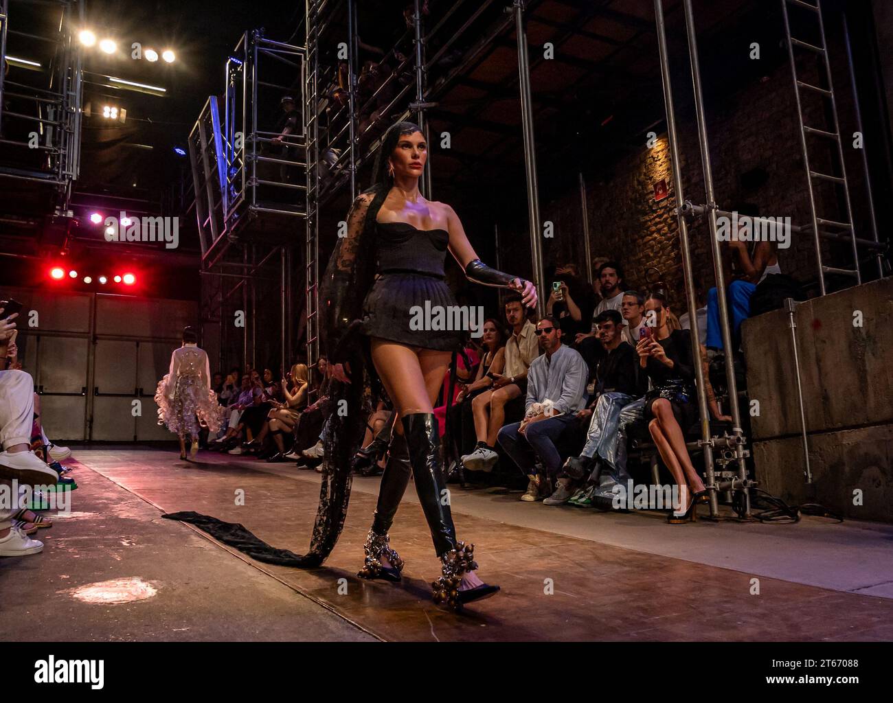 Sao Paulo, Brazil. 08th Nov, 2023. A model wears a creation from the ...