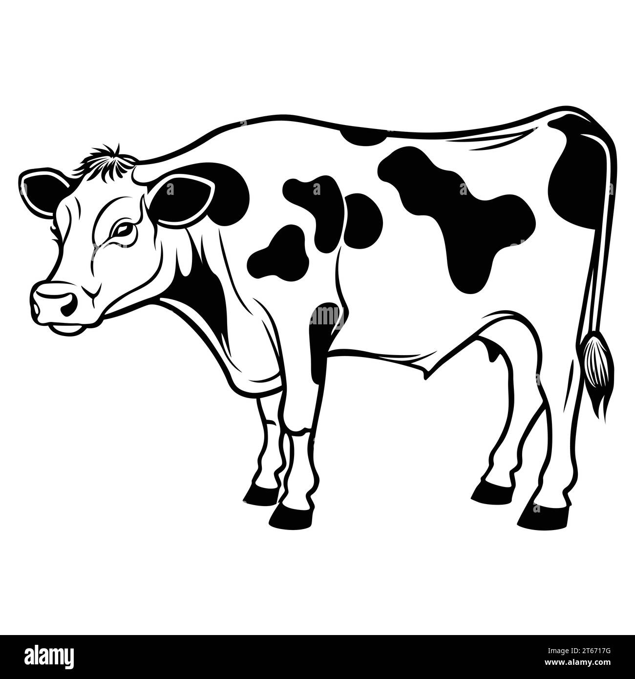 Hand-drawn, flat, vector cow outline design Stock Vector Image & Art ...