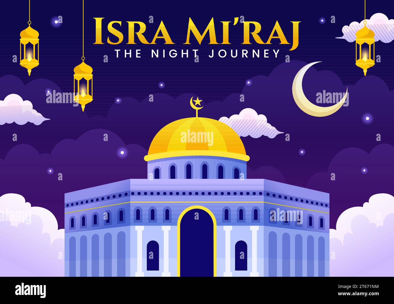 Isra Mi'raj Vector Illustration. Translation The Night Journey Prophet ...
