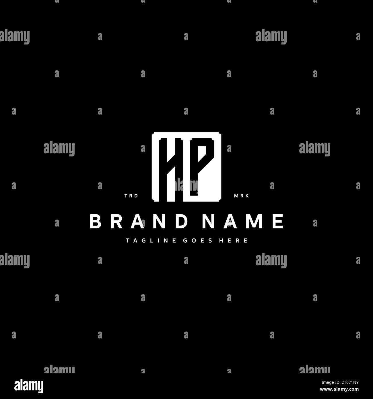 HP monogram logo initials with square rectangular shape isolated on ...