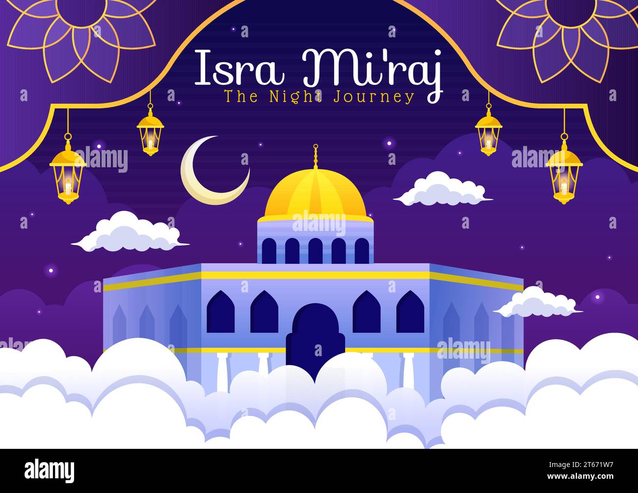 Isra Mi'raj Vector Illustration. Translation The Night Journey Prophet ...