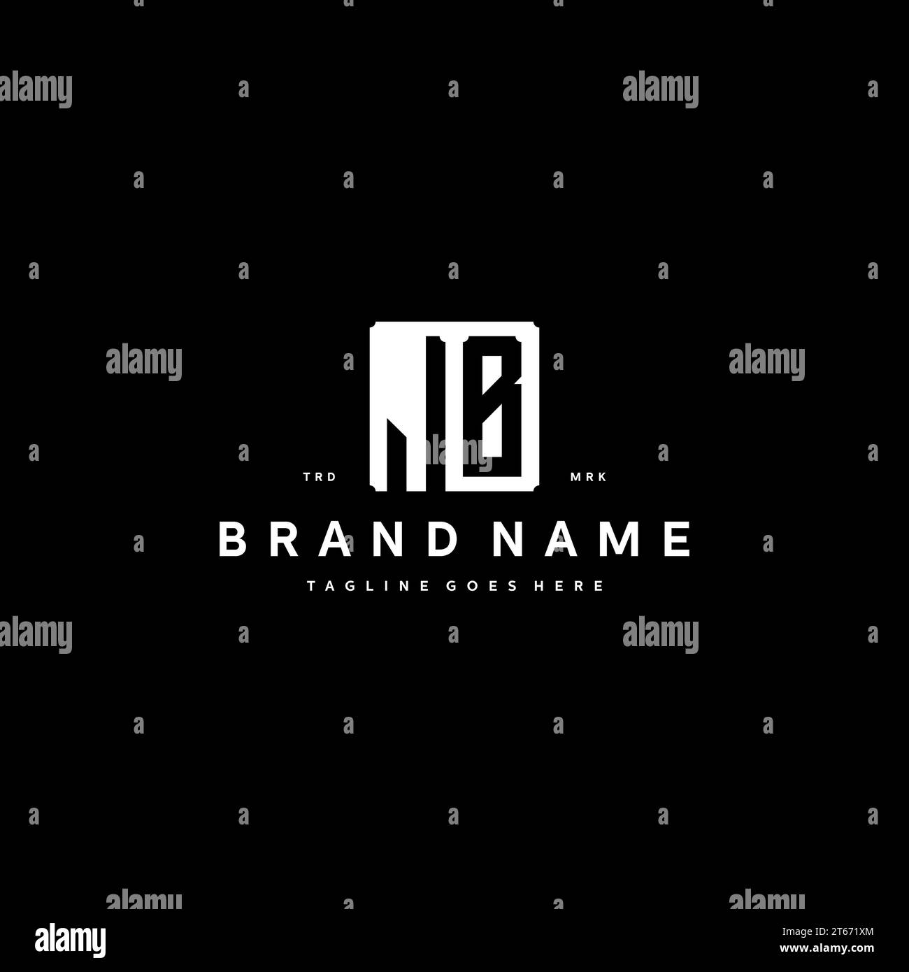 JB monogram logo initials with square rectangular shape isolated on ...