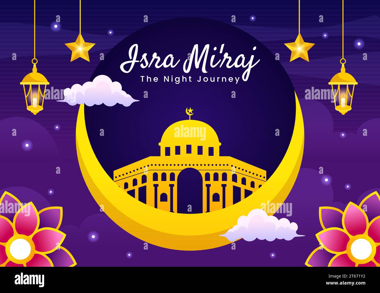 Isra Mi'raj Vector Illustration. Translation The Night Journey Prophet ...