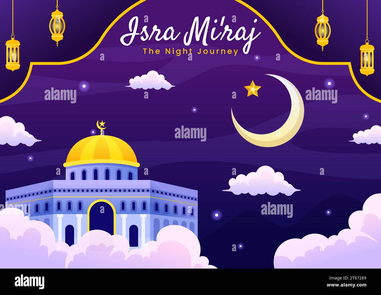Isra Mi'raj Vector Illustration. Translation The Night Journey Prophet ...