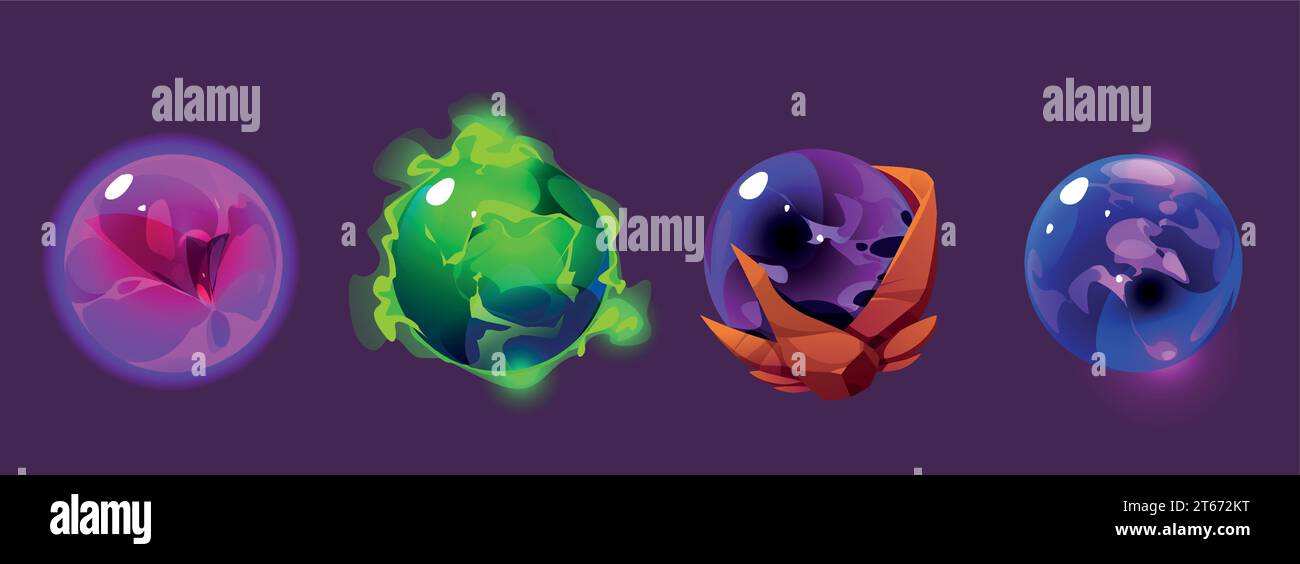 Set of magic game balls isolated on background. Vector cartoon ...