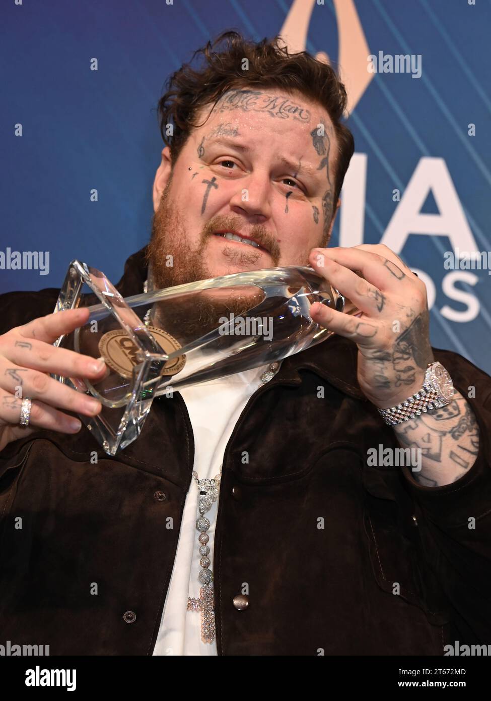 Nashville, USA. 08th Nov, 2023. Jelly Roll in the pressroom at the 57th ...