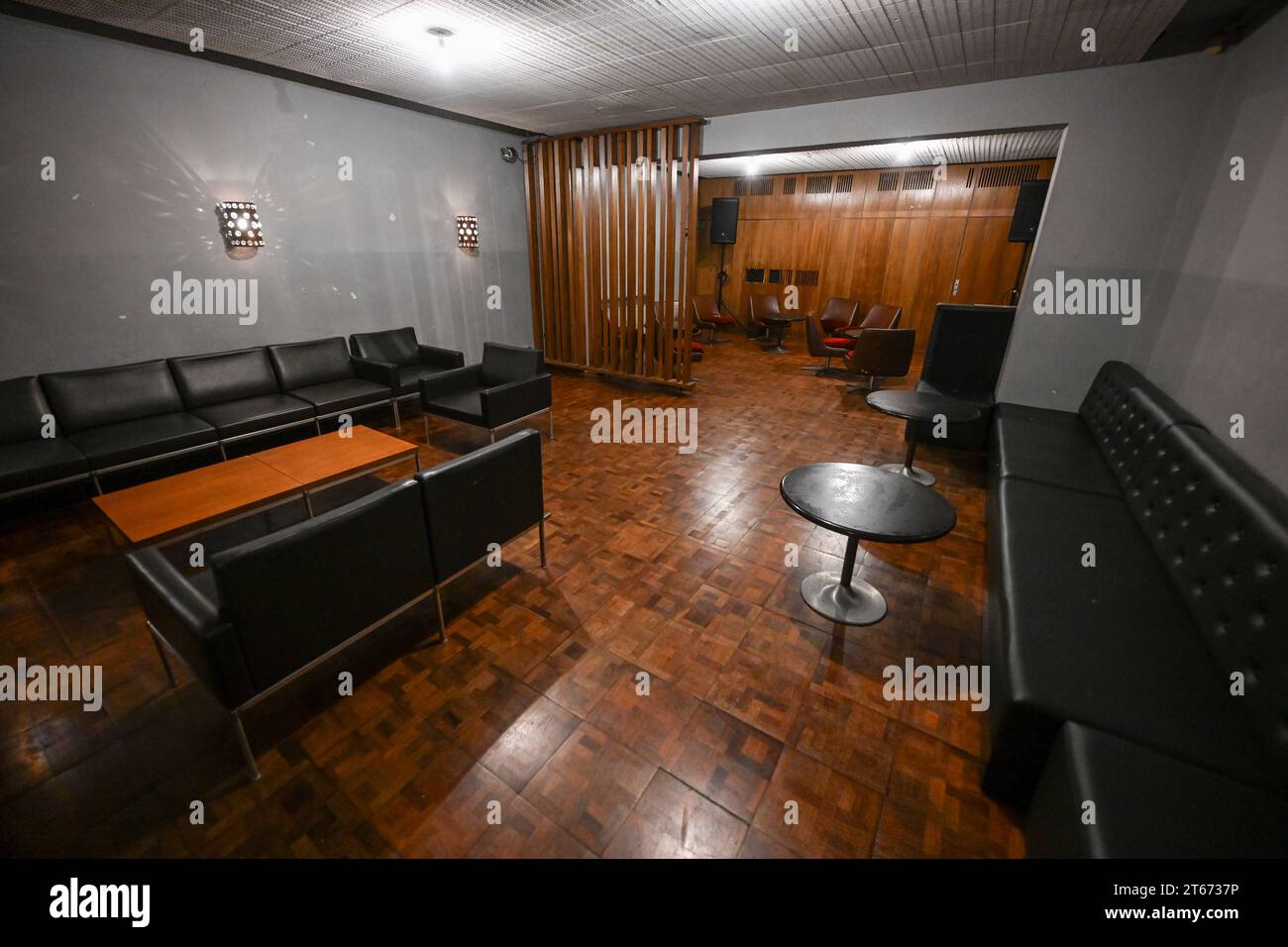 08 November 2023, Berlin: The windowless "Honecker Lounge" of Kino ...